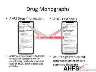 AHFS Clinical Drug Information Tutorial | PPTX