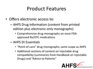 AHFS Clinical Drug Information Tutorial | PPTX
