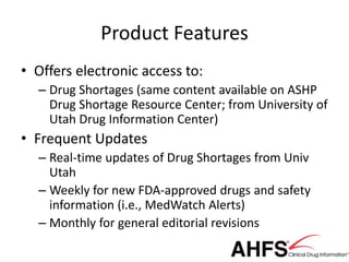 AHFS Clinical Drug Information Tutorial | PPTX