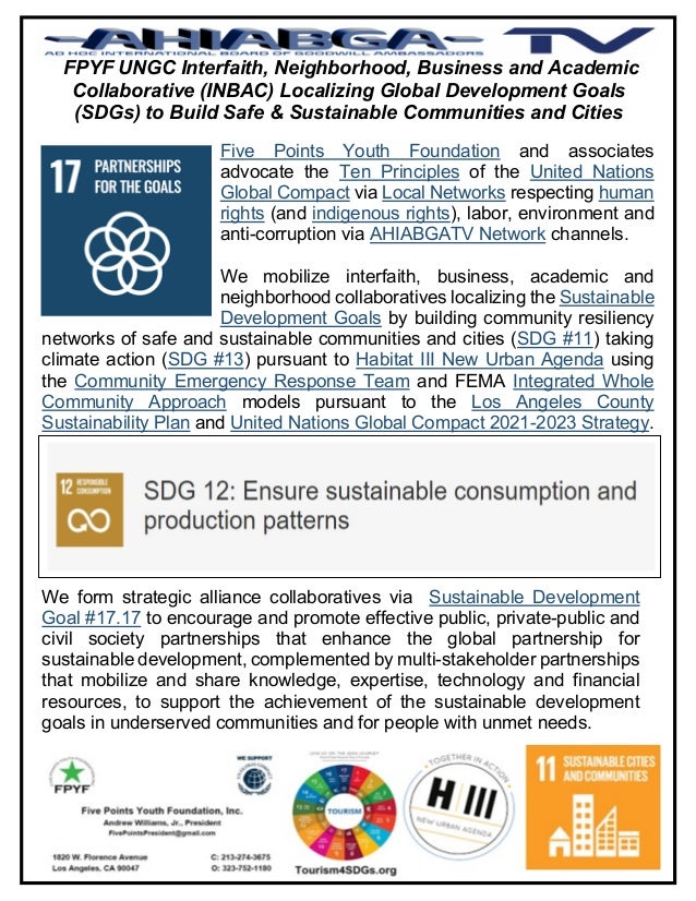 AHIABGATV FPYF UNGC Interfaith Neighborhood Academic Business Collaborative Localizing SDGs ...