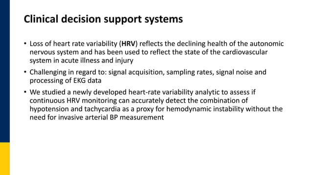 Detection of Hemodynamic Status using an Analytic Based on an ECG Lead ...