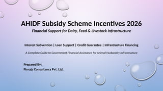 Comprehensive Guide to AHIDF Subsidy Scheme Incentives 2026 for Dairy ...