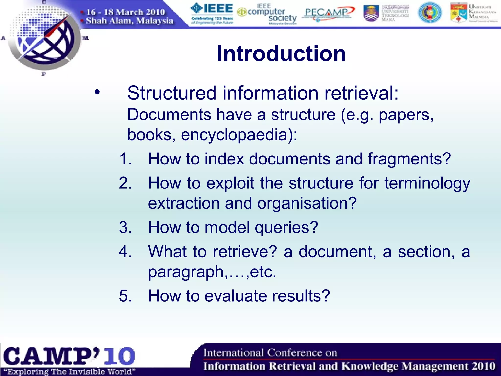 A hierarchical approach for semi structured document indexing and | PPT