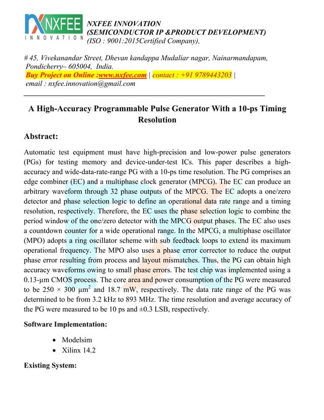 A high accuracy programmable pulse generator with a 10-ps timing ...