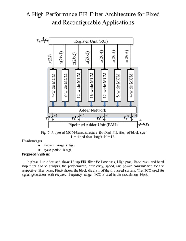 A High Performance Fir Filter Architecture For Fixed And Reconfigurable Applications Pdf