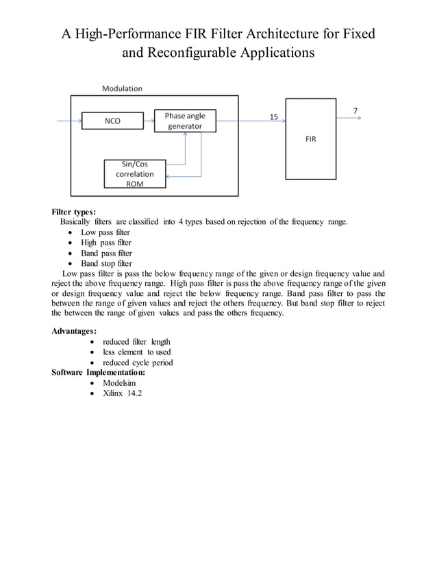 A High Performance Fir Filter Architecture For Fixed And Reconfigurable