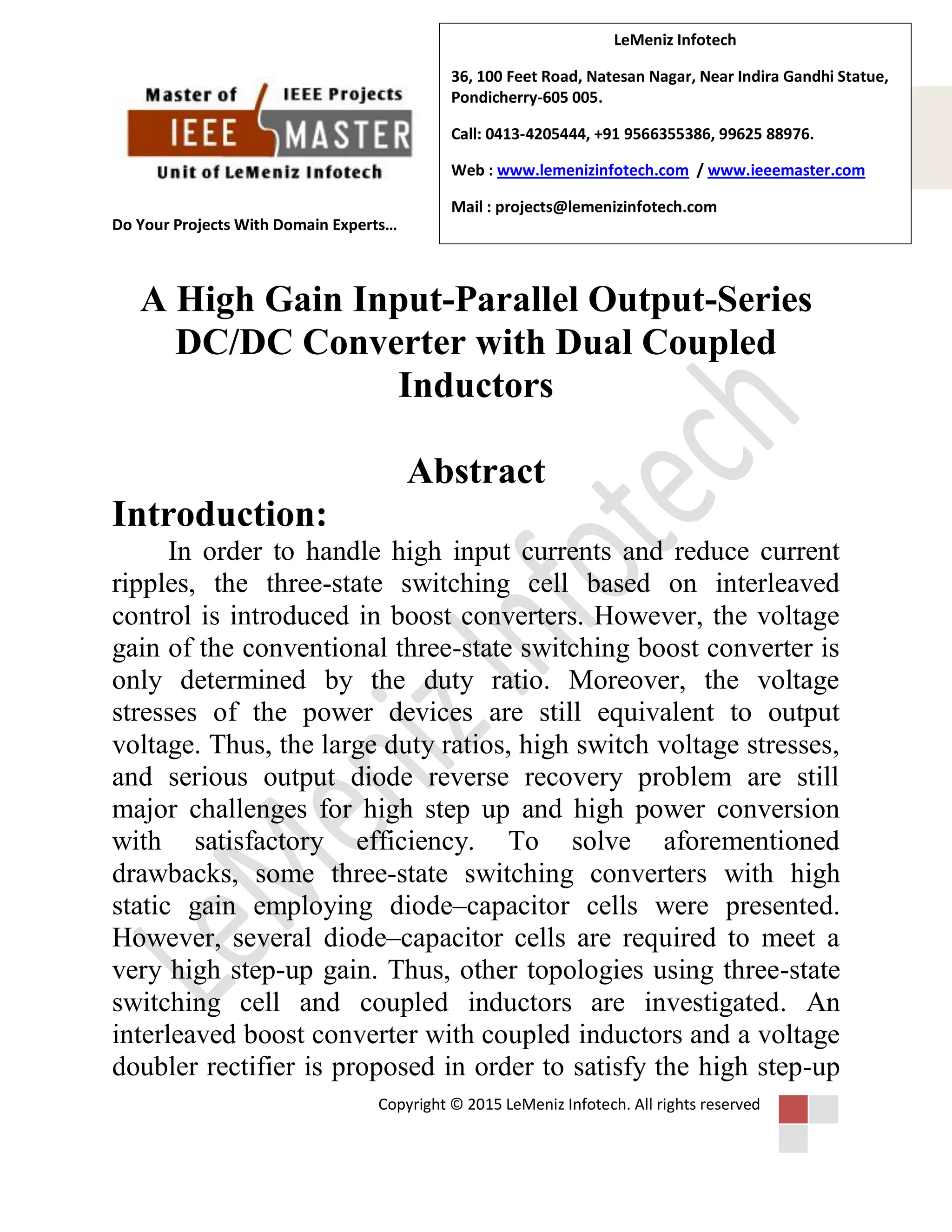 A high gain input parallel output-series dcdc converter with dual coupled inductors | PDF ...