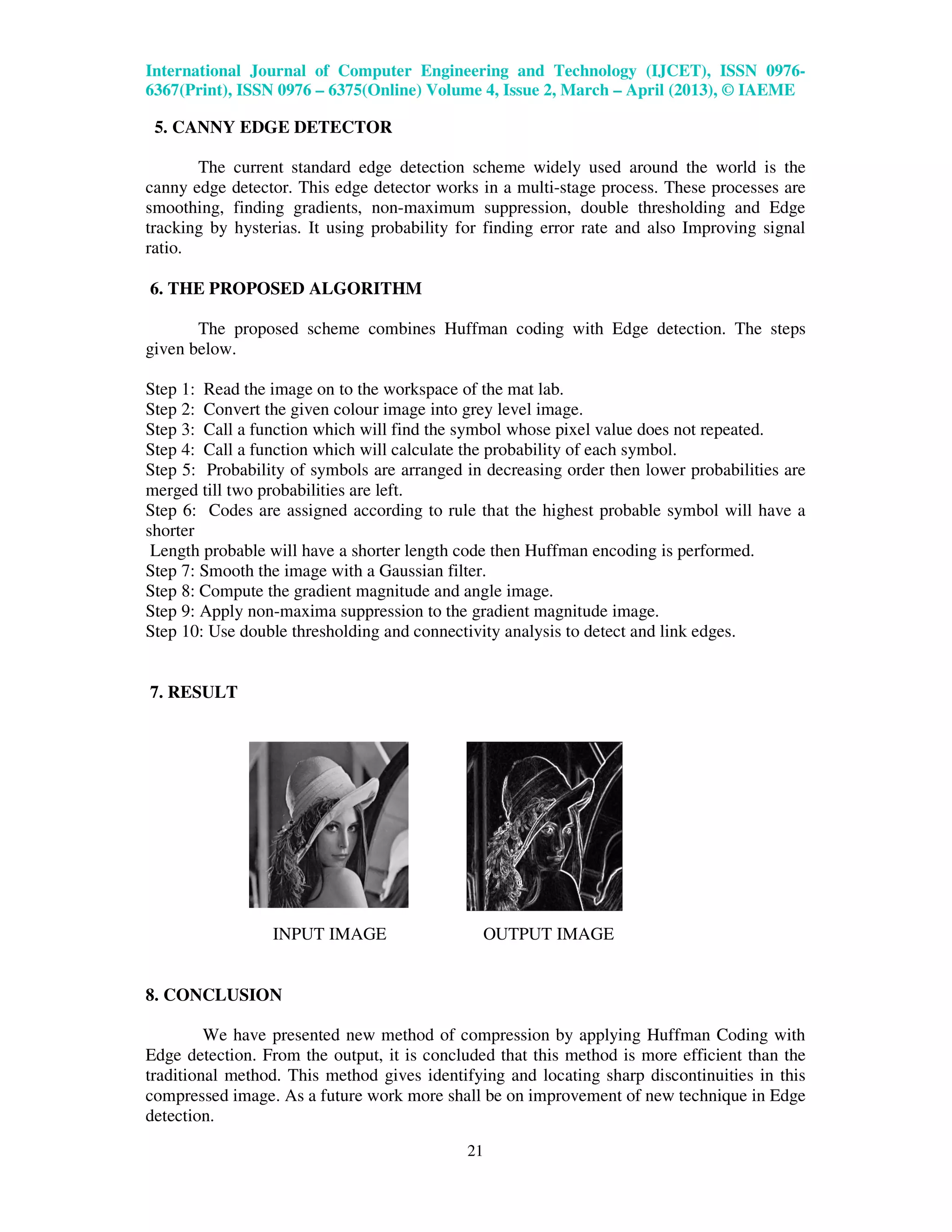 A high performance novel image compression technique using huffman ...