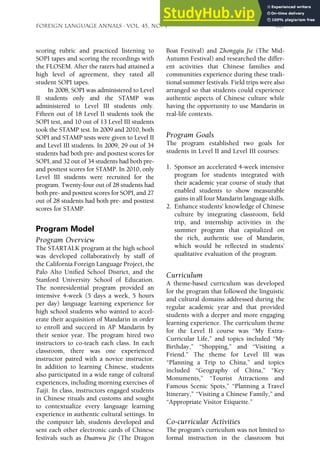 A High School Intensive Summer Mandarin Course Program Model And Learner Outcomes | PDF