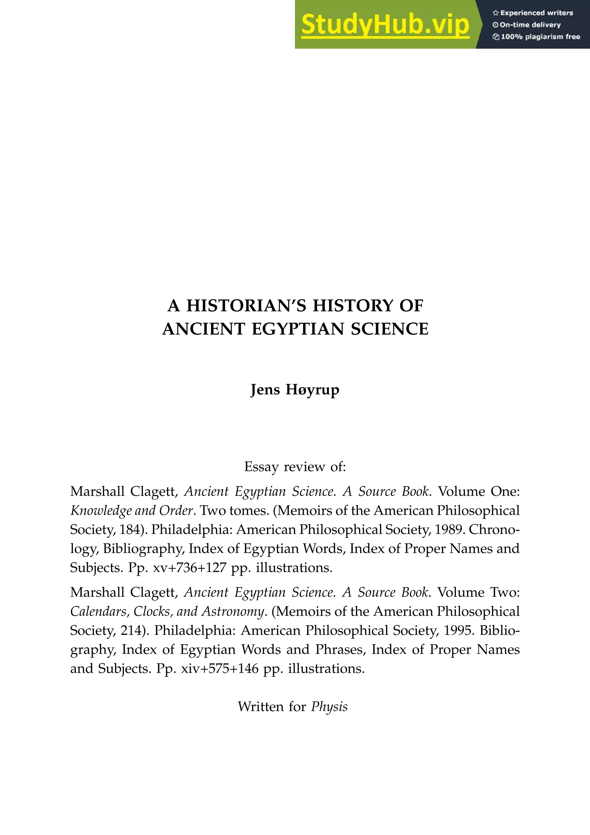 A Historian S History Of Ancient Egyptian Science | PDF