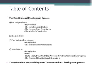 A historical background to kenya’s constitutional reform process | PPTX