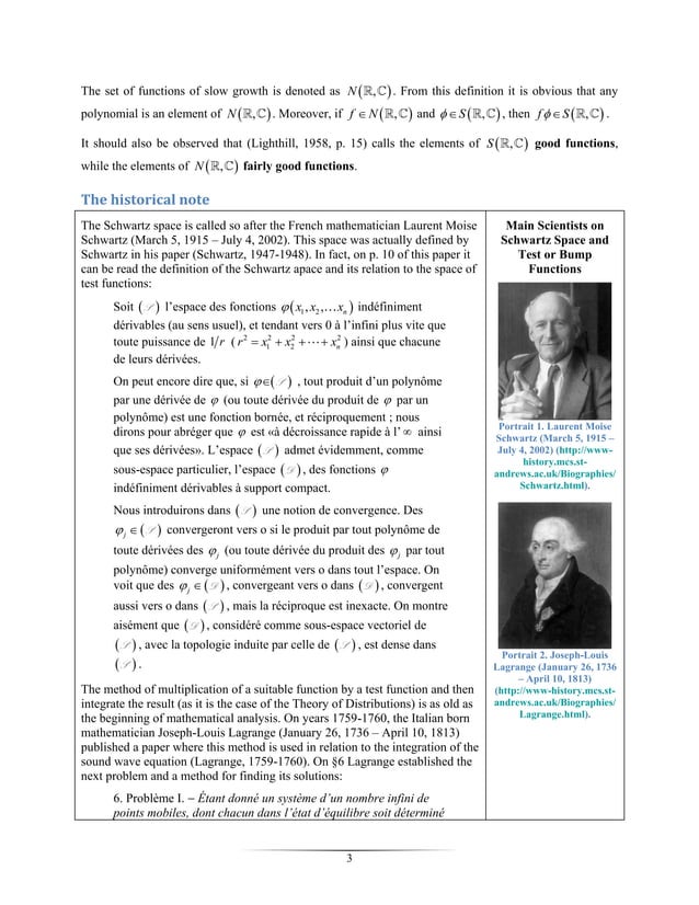 A historical note on schwartz space and test or bump functions | PDF ...