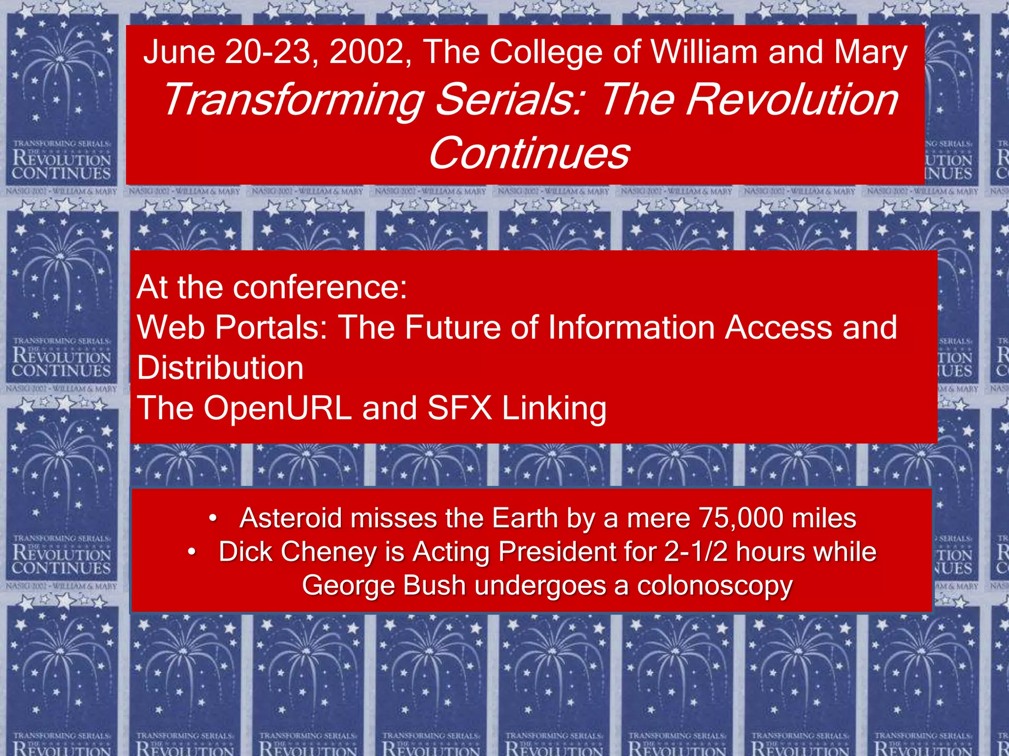 A historical timeline of NASIG 1986-2015 | PPT