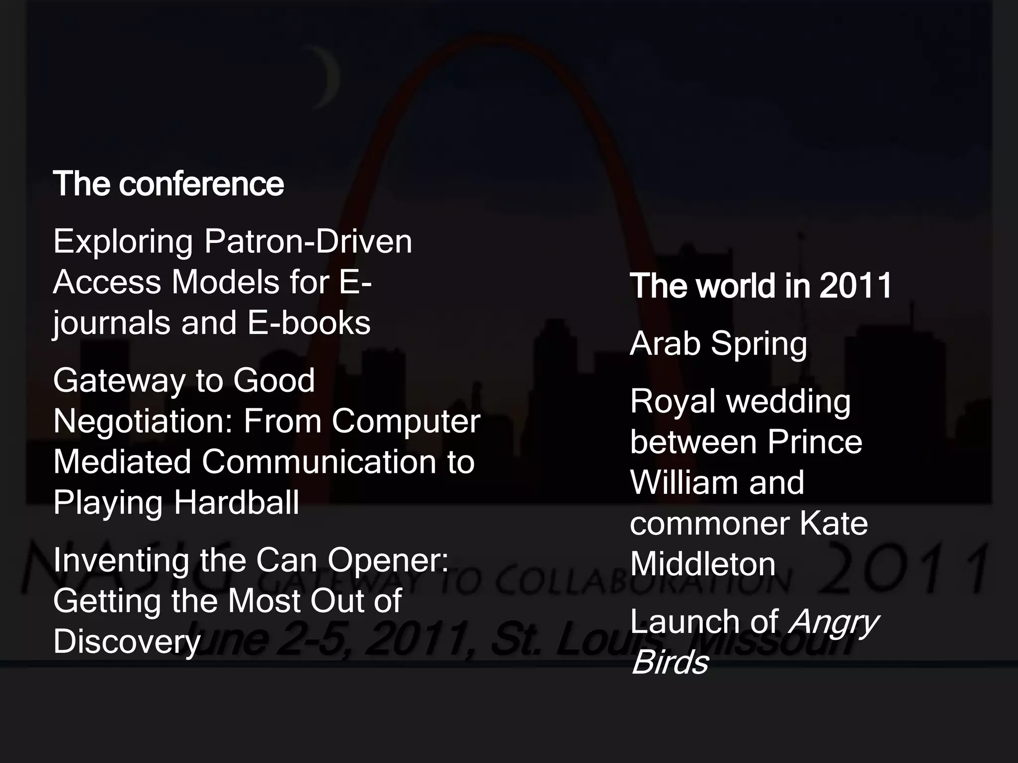 A historical timeline of NASIG 1986-2015 | PPT