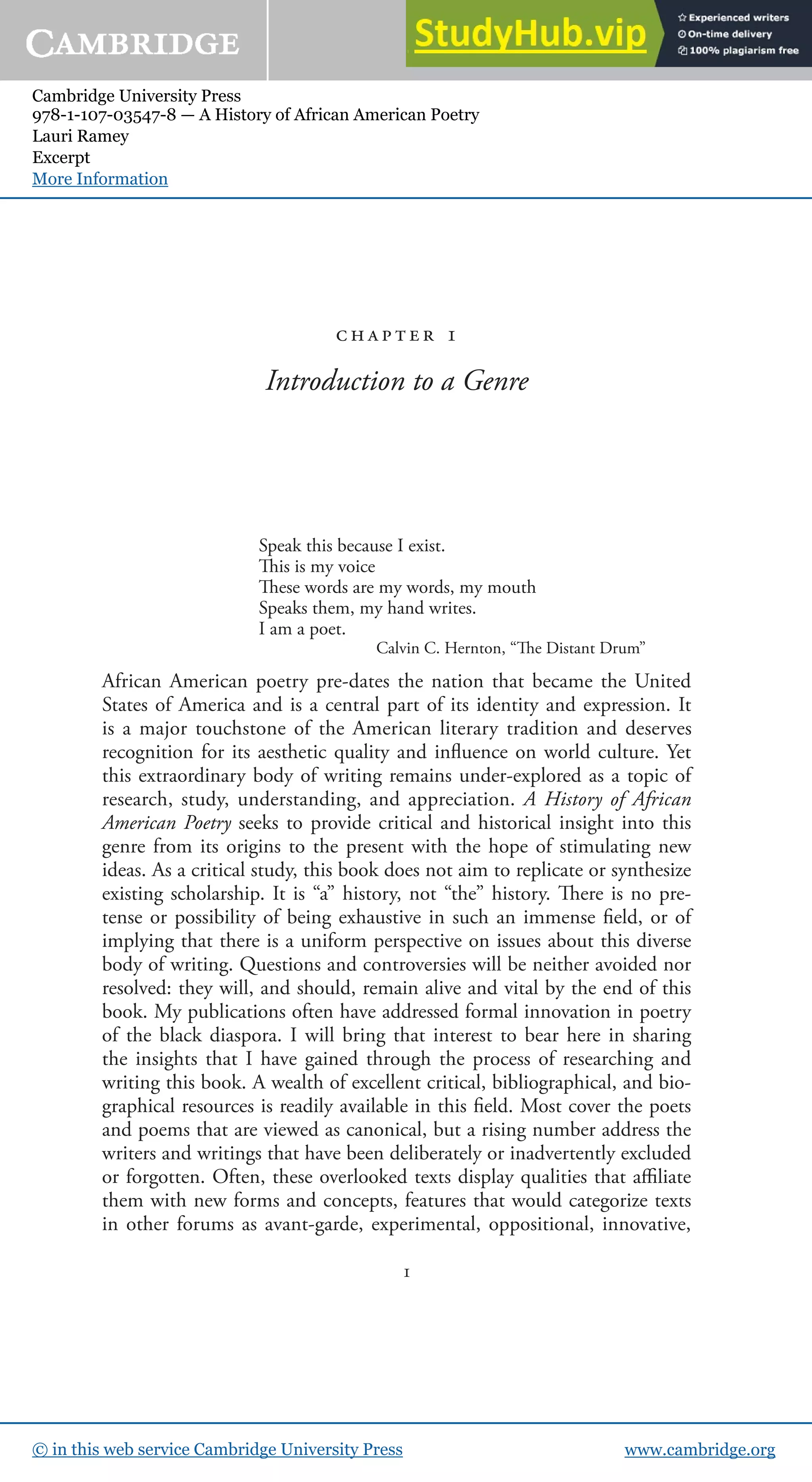 A History Of African American Poetry Chapter 1 Excerpt .Pdf