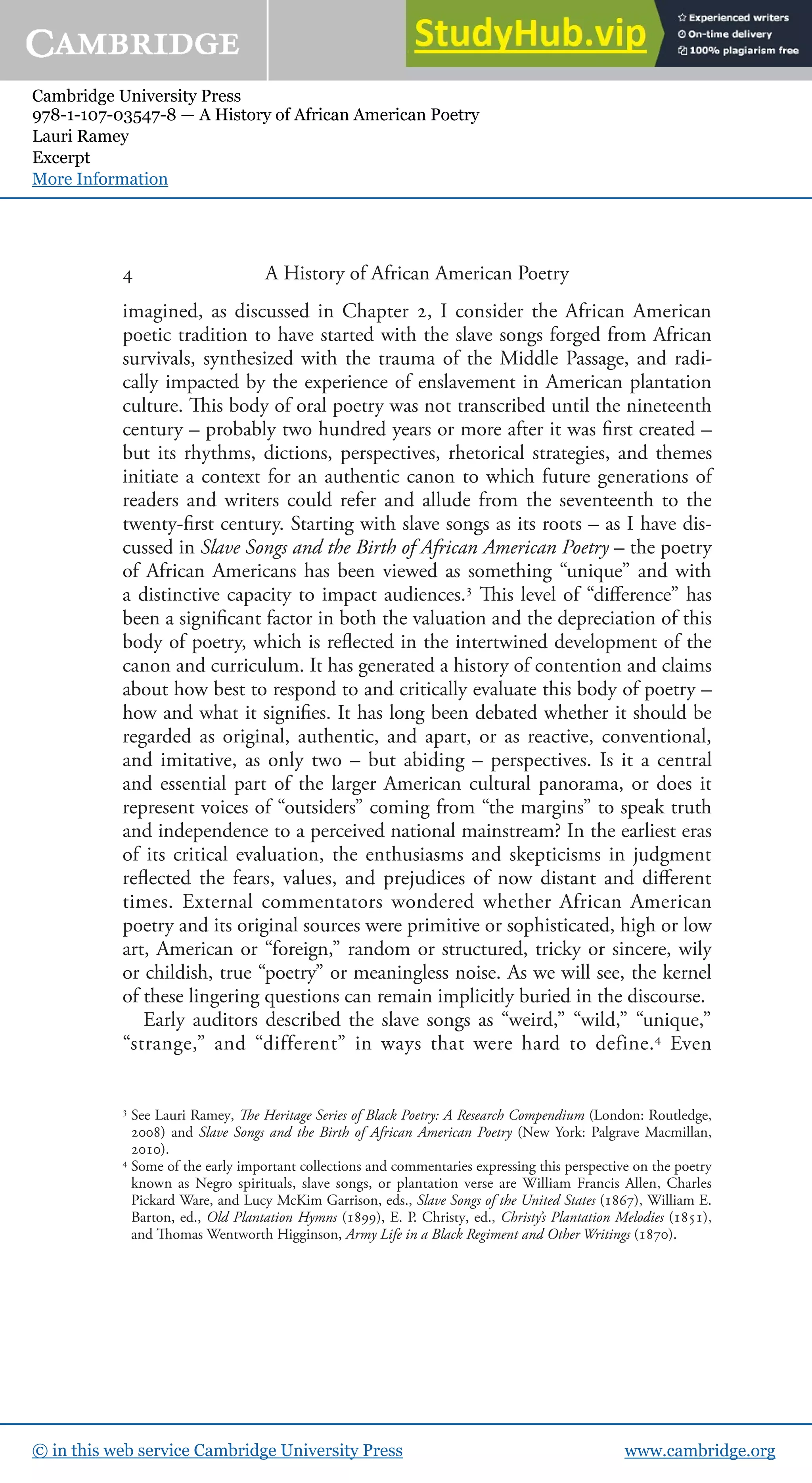 A History Of African American Poetry Chapter 1 Excerpt .Pdf