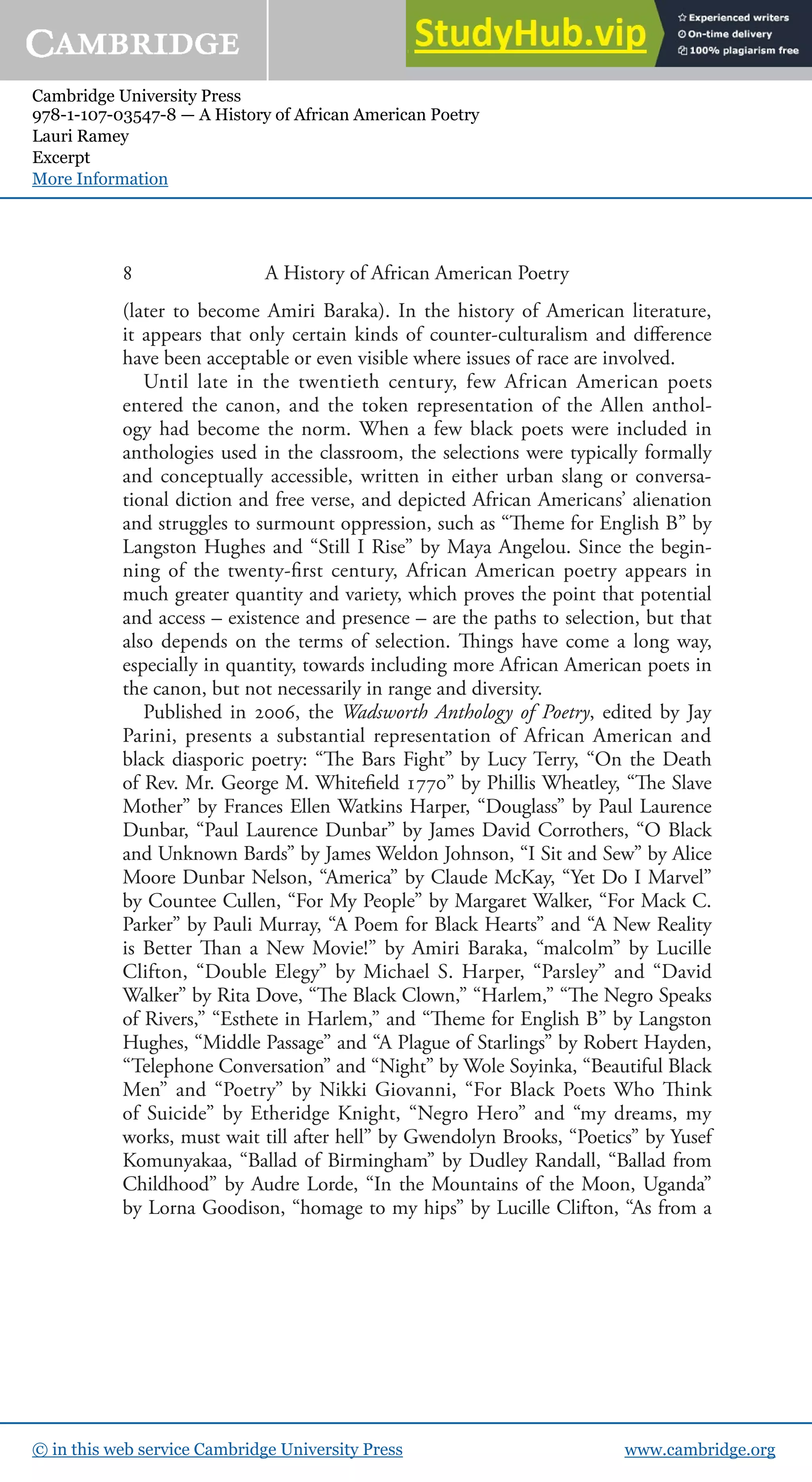 A History Of African American Poetry Chapter 1 Excerpt .Pdf