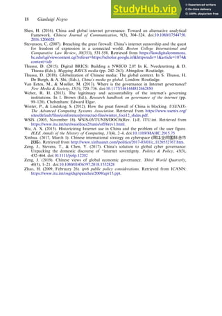 A History Of Chinese Global Internet Governance And Its Relations With ...