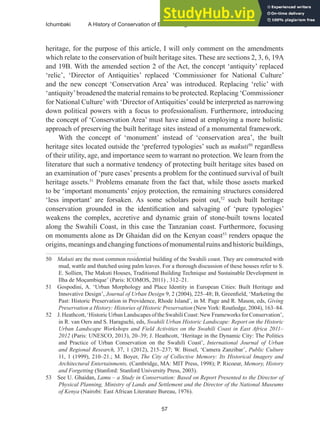 A History Of Conservation Of Built Heritage Sites Of The Swahili Coast ...