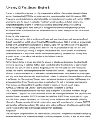 A History Of First Search Engine S | PDF