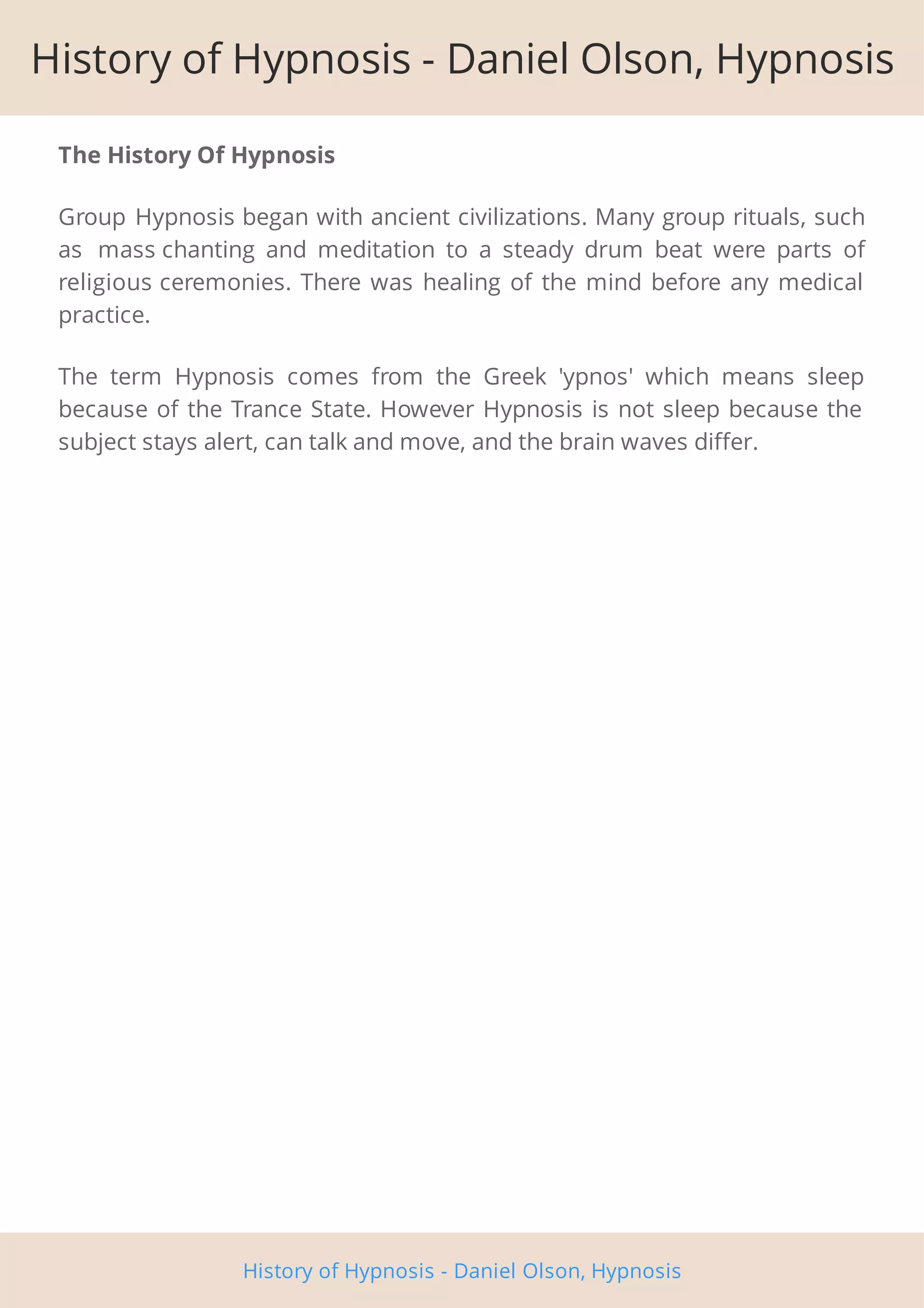 A history of hypnosis | PDF