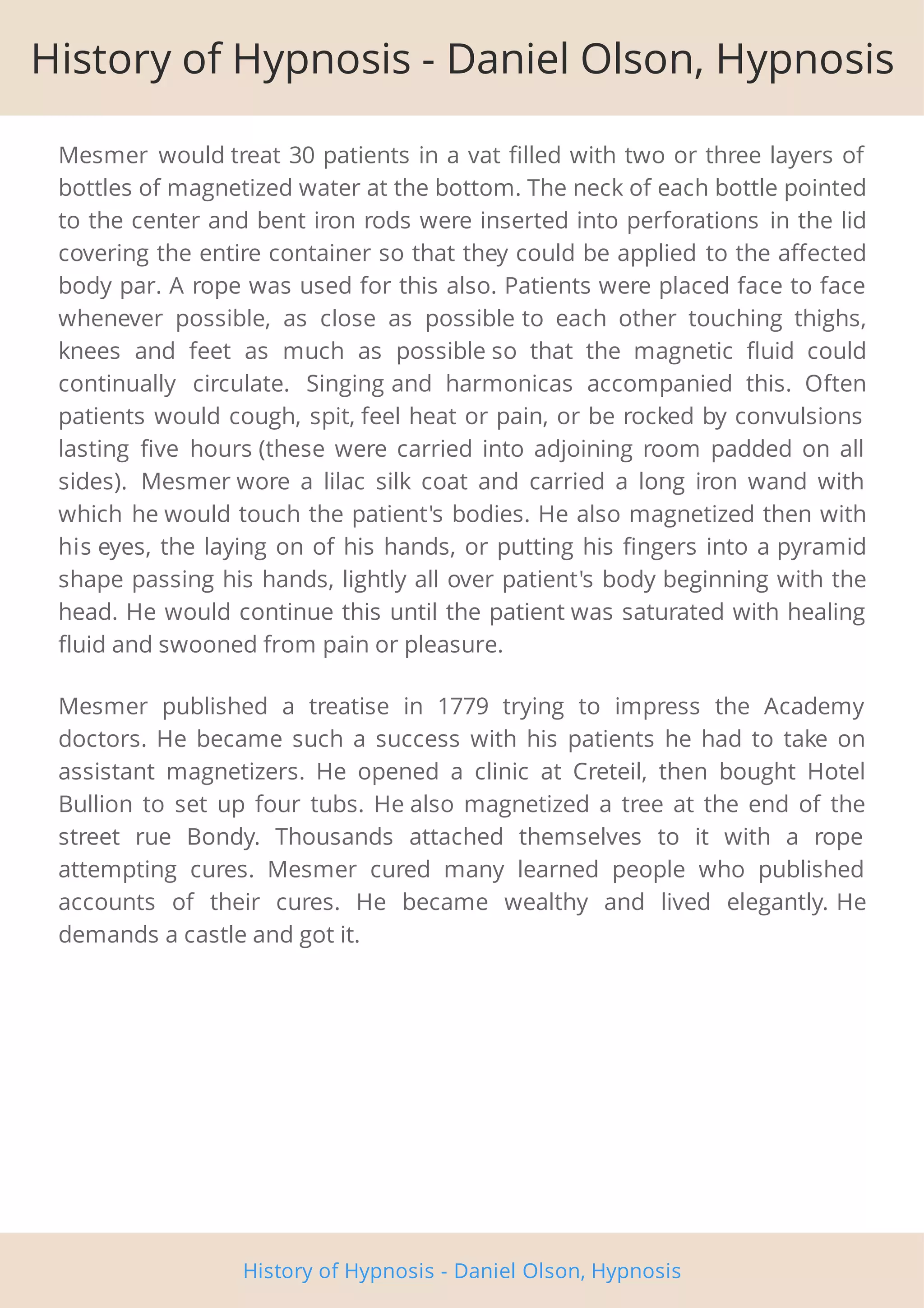 A history of hypnosis | PDF