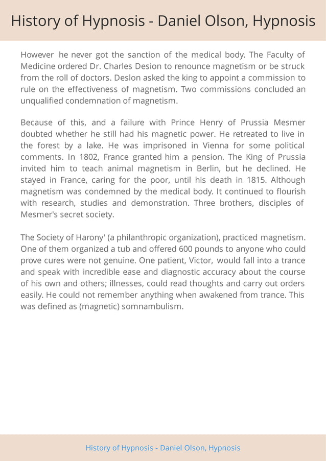 A history of hypnosis | PDF