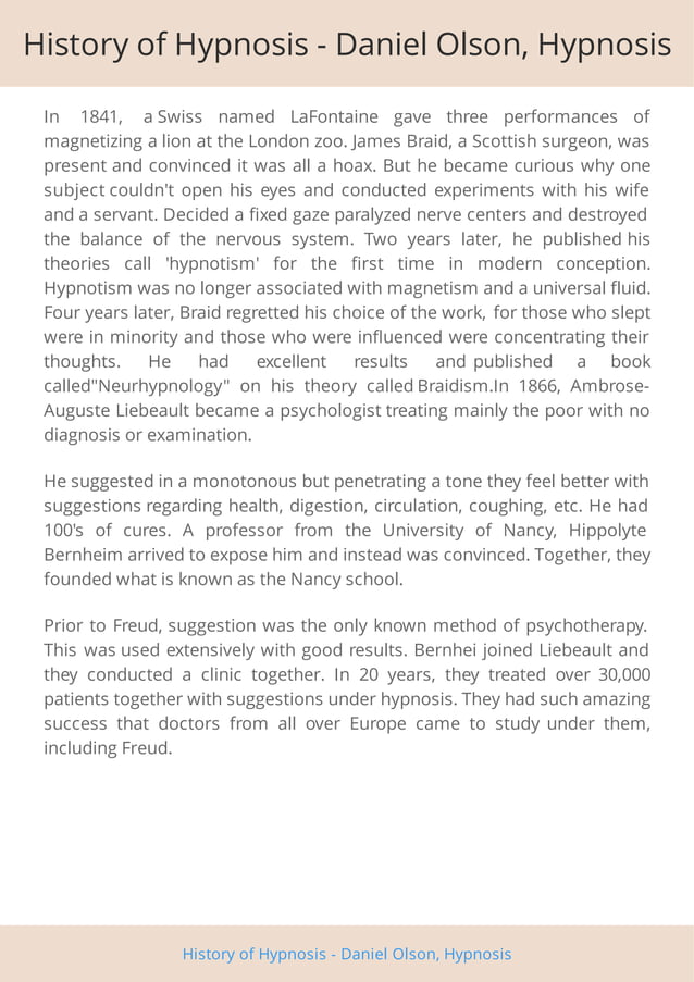 A history of hypnosis | PDF