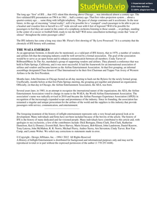 A History Of INFLIGHT ENTERTAINMENT | PDF