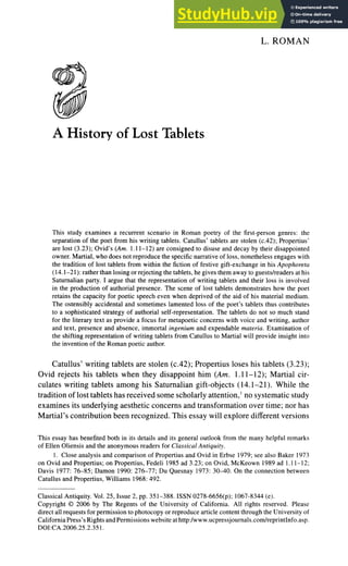A History Of Lost Tablets | PDF