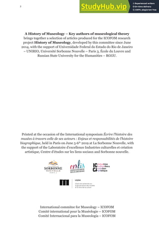 A History Of Museology Key Authors Of Museological Theory | PDF