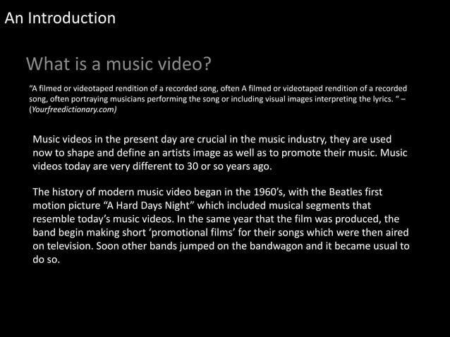 A History of Music Video | PPTX | History | Genres