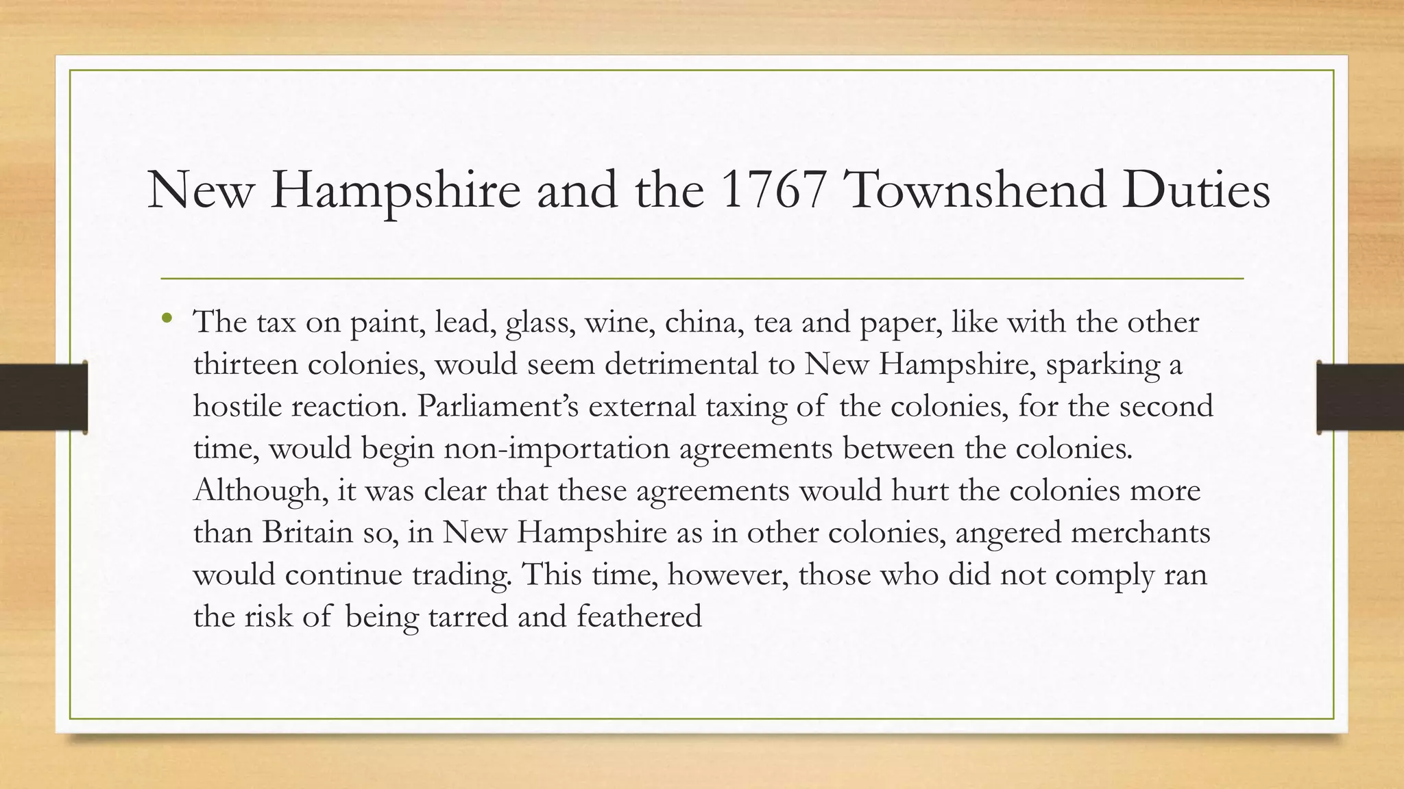 A Brief History of New Hampshire 1760s-1776 | PPT