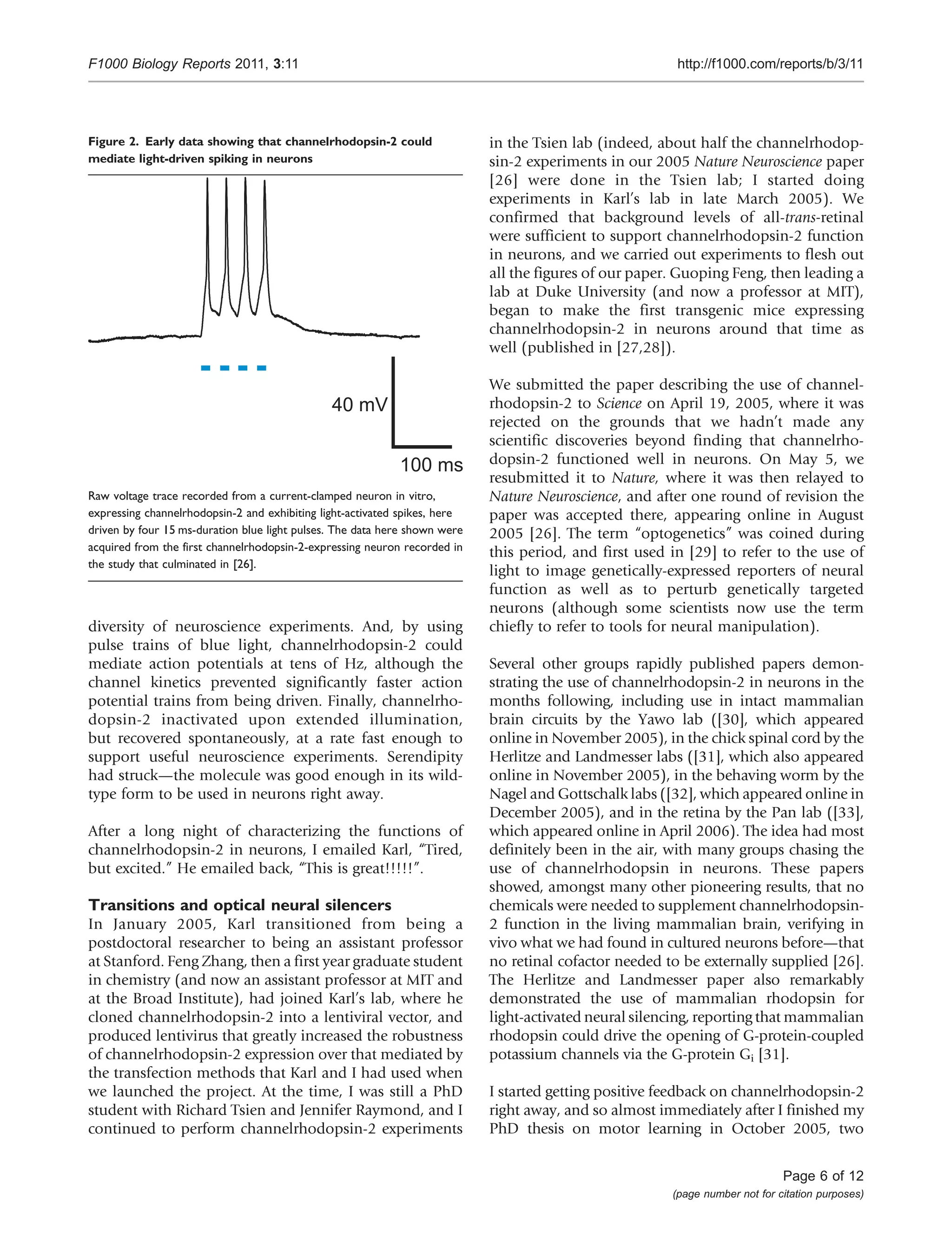 A history of optogenetics the development of tools for controlling ...