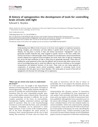 A history of optogenetics the development of tools for controlling ...