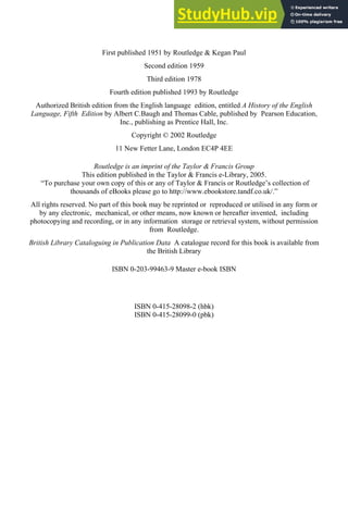 A History Of The English Language By Albert C.Baugh And Thom | PDF