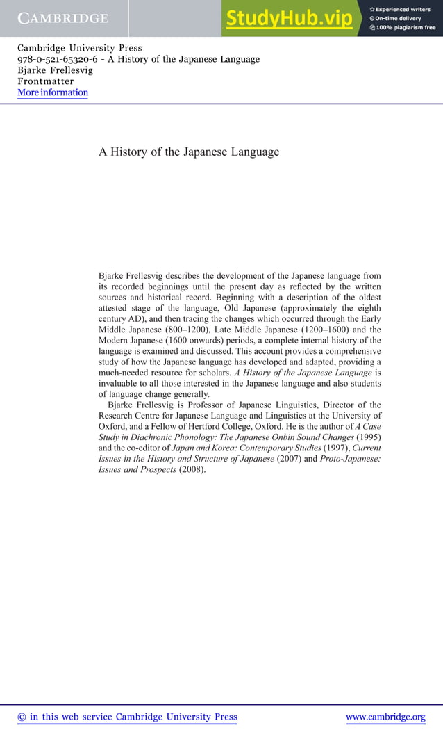 A History Of The Japanese Language | PDF