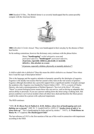 A history of the word 'handicap' (extended) by keith armstrong | PDF