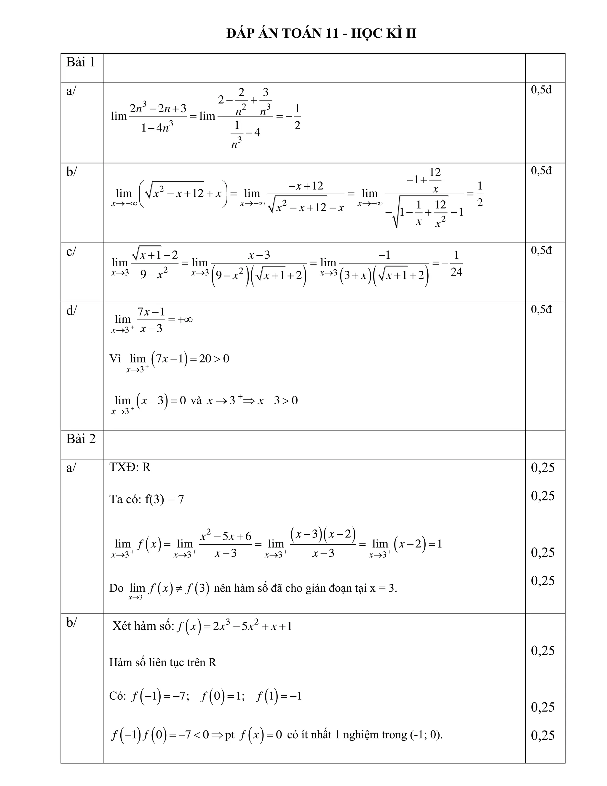đA hk2 toan 11 | PDF