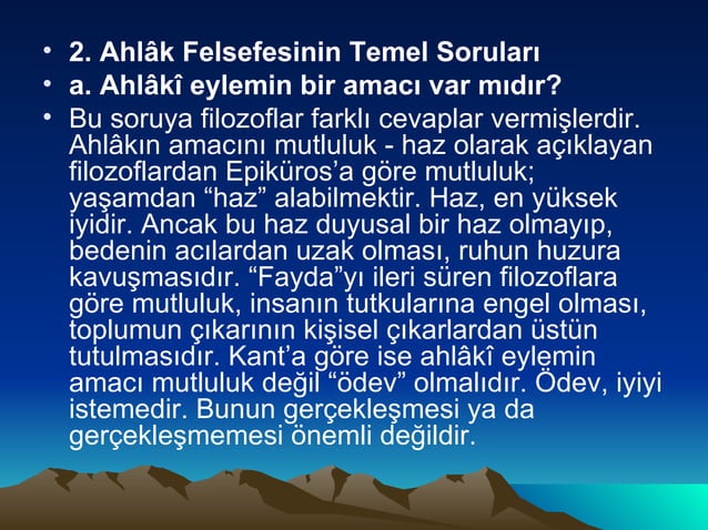 Ahlak Felsefesi - Dr. H. Ocak | PPT