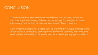 Challenges and Solutions for learning Arabic | PPT