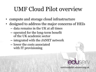 UMF Cloud Pilot: architecturing an IaaS offer for higher education | PPTX