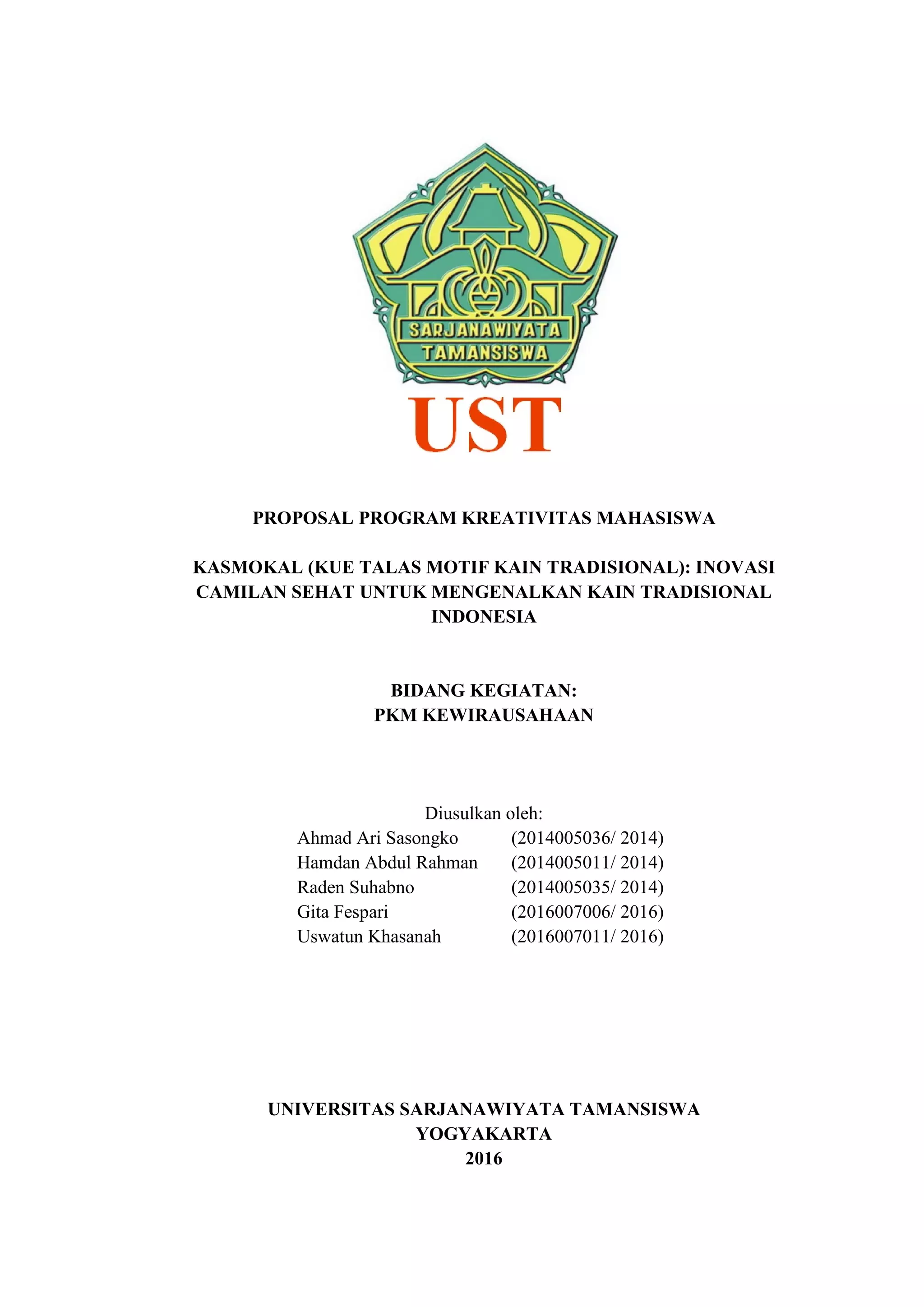 Proposal PKM-Kewirausahaan LOLOS PKM | PDF