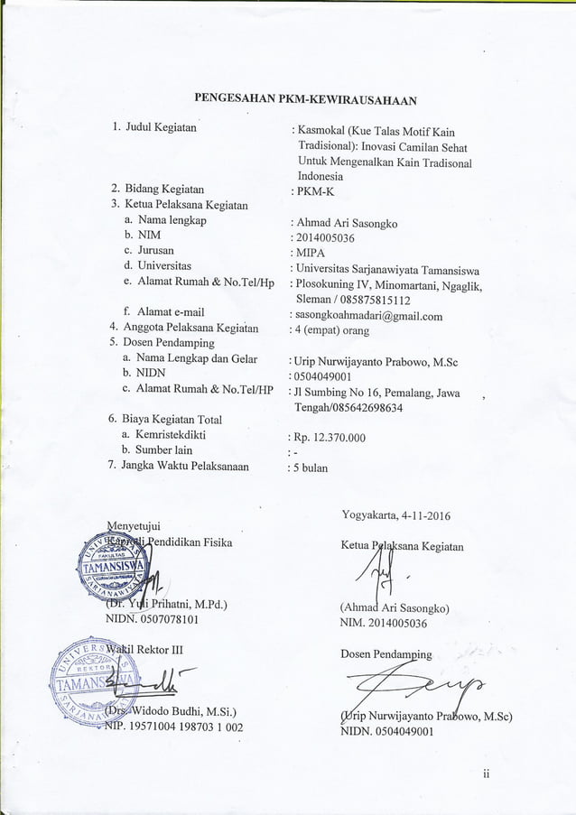 Proposal PKM-Kewirausahaan LOLOS PKM | PDF