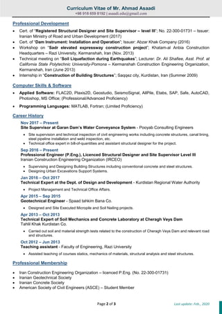 CV of Ahmad Asaadi (updated Feb 2020) | PDF