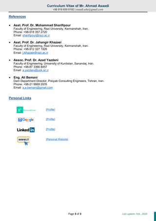 CV of Ahmad Asaadi (updated Feb 2020) | PDF