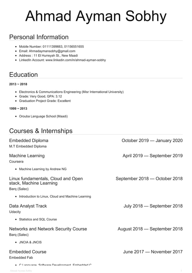 Ahmad Ayman CV | PDF
