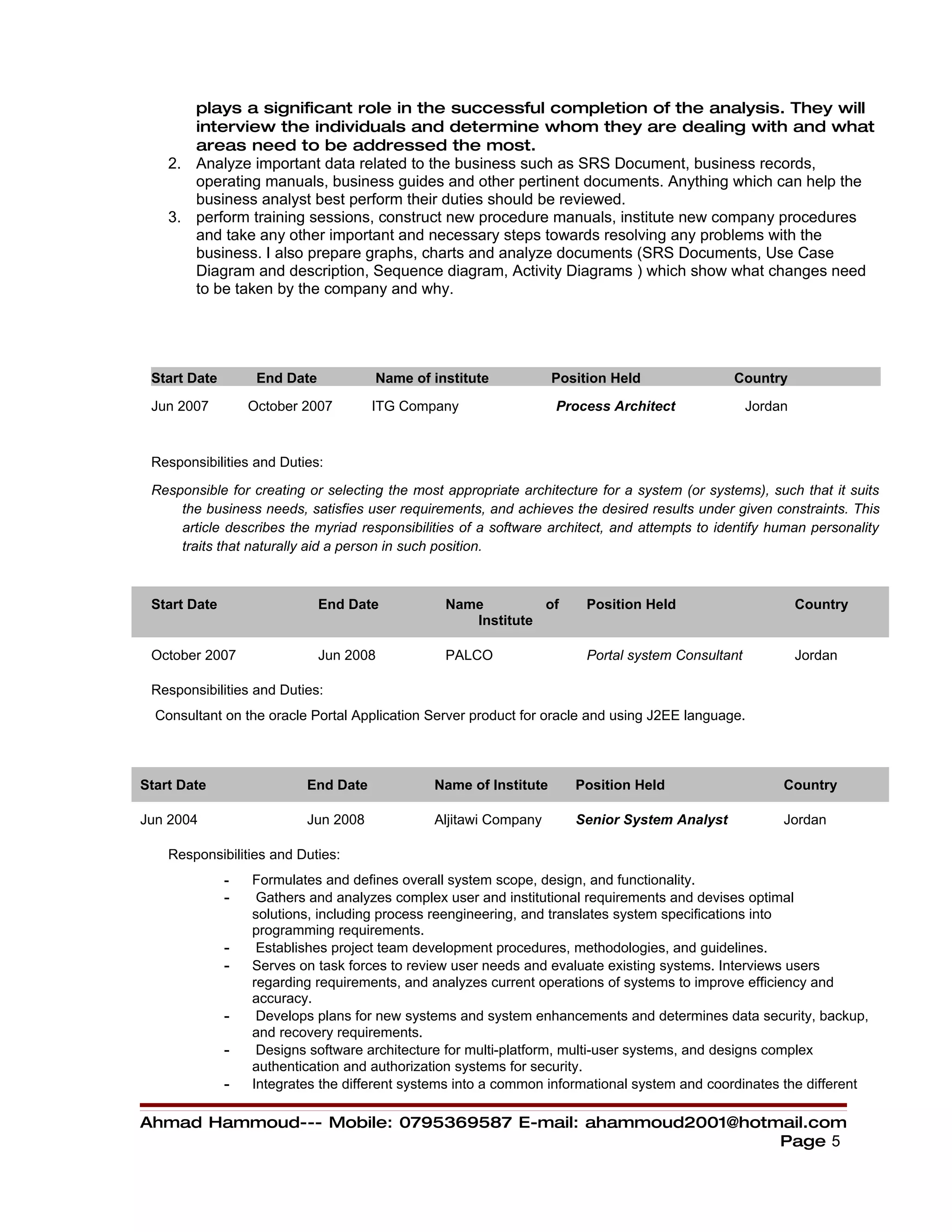 Ahmad Hammoud Resume | DOC | Computer Software and Applications | Computing