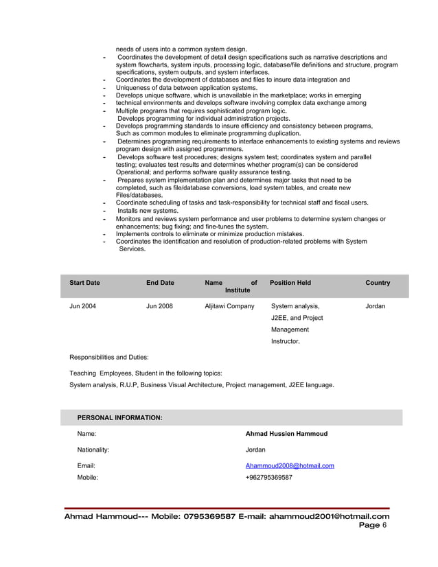Ahmad Hammoud Resume | DOC | Computer Software and Applications | Computing