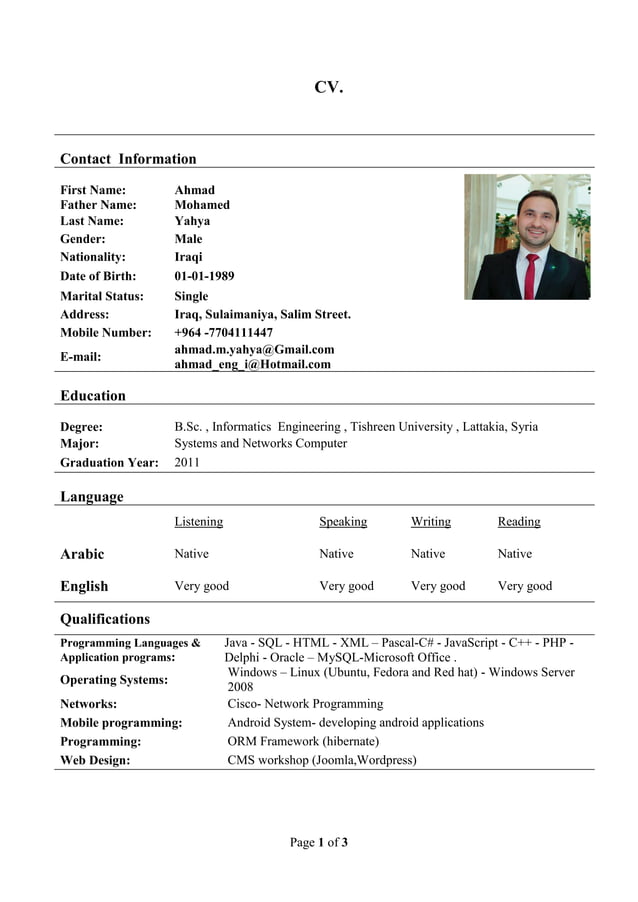 CV: Ahmad Mohamed Yahya | PDF